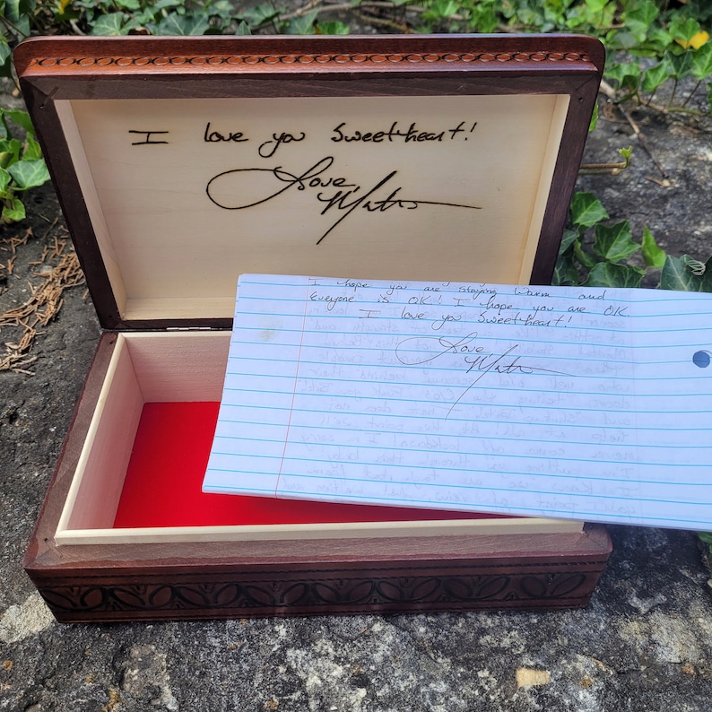 Engraved Keepsake Box With Handwriting, Custom Memorial Box - Etsy