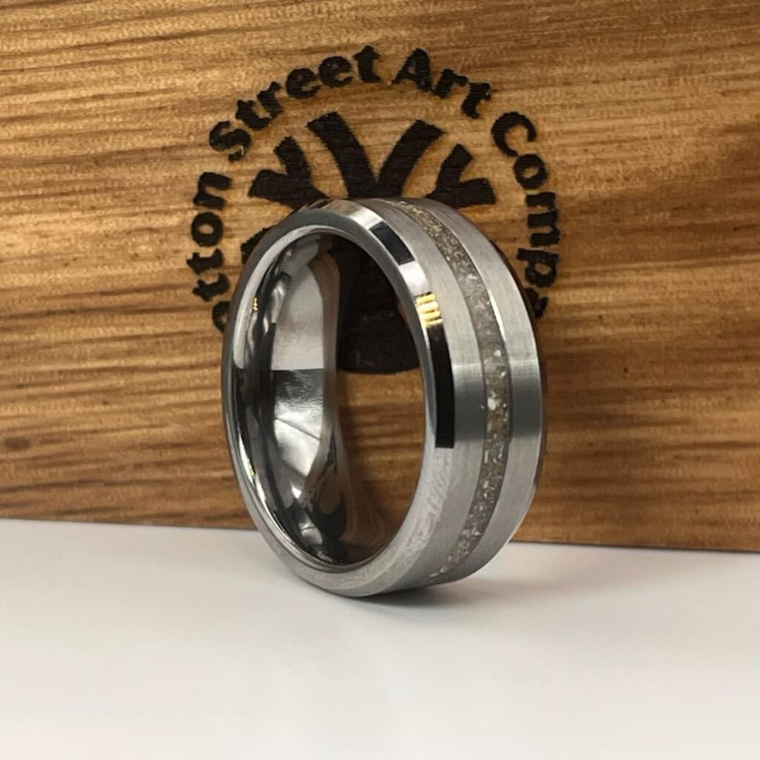 Thin Line Memorial Tungsten Ring - Custom Made With Ashes, Dirt ...