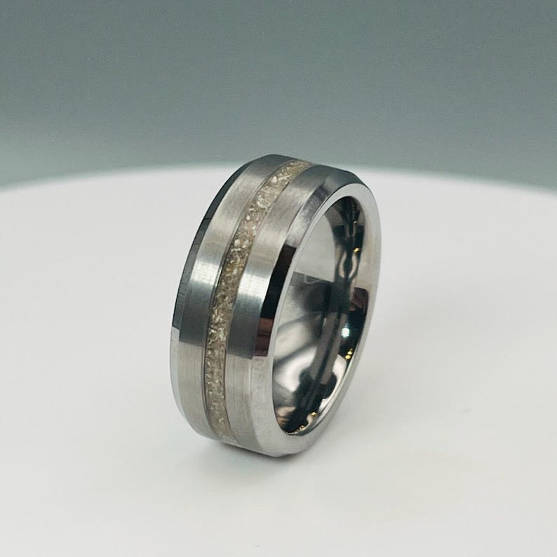 Thin Line Memorial Tungsten Ring - Custom Made With Ashes, Dirt ...