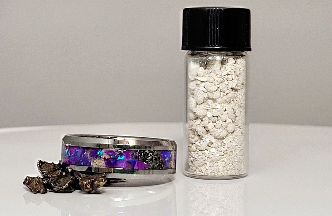 The Purple Star: Meteorite Memorial Ring With Purple Opals, Cremation ...