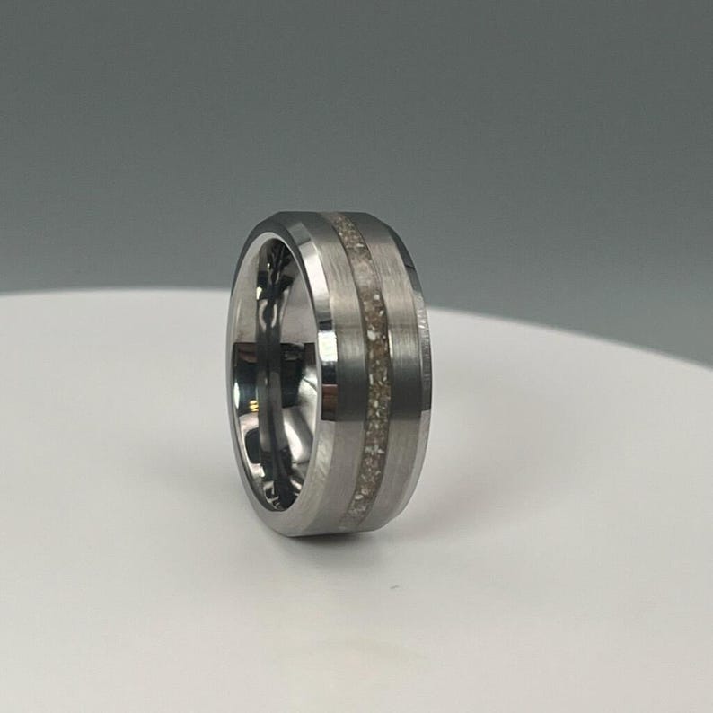 Thin Line Memorial Tungsten Ring - Custom Made With Ashes, Dirt ...