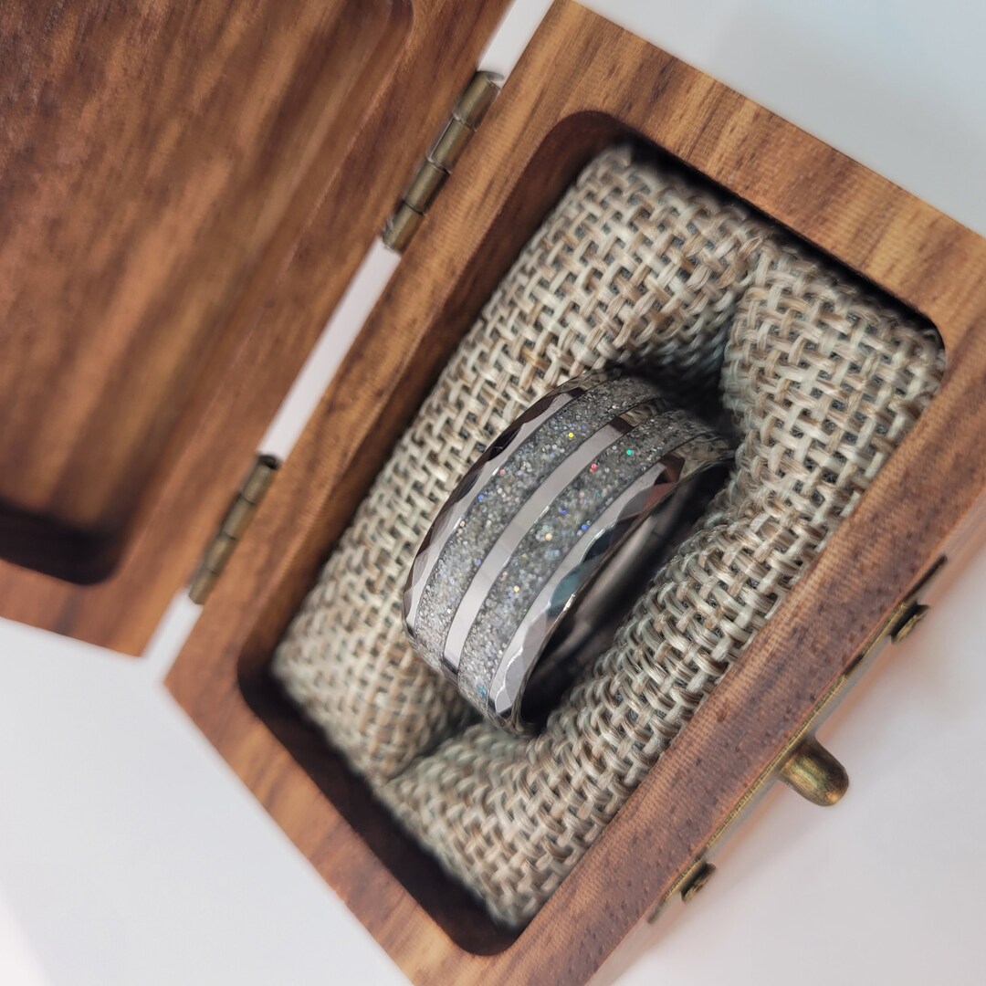 The "starlight Memorial Ring" Double Channel Hammered Tungsten With ...