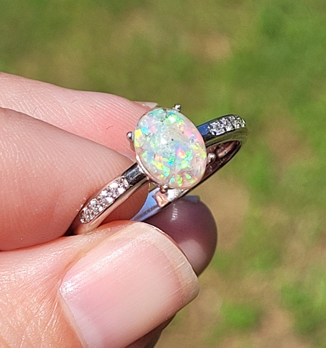 Bell's Vision Memorial Opal Ring * .925 Sterling Sliver * Simple Beautiful & Meaningful Memory ...