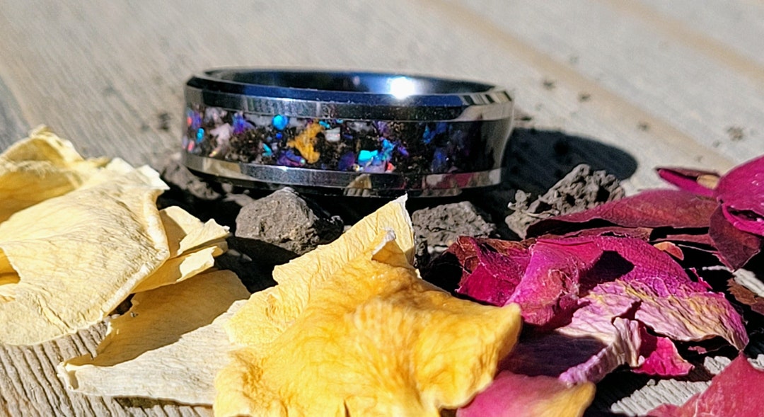 Dried Flowers & Cemetery Dirt * Custom Memorial Ring Created With the ...