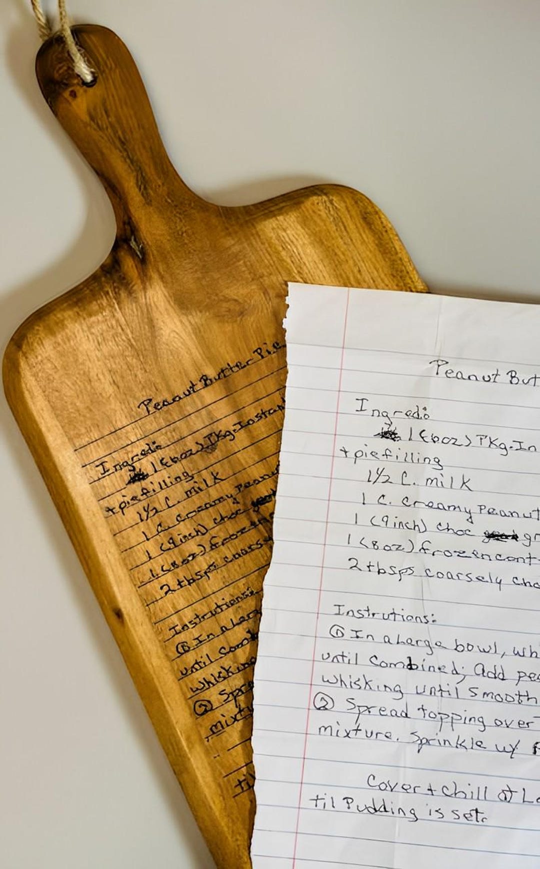 Personalized Recipe Cutting Board - Custom Engraved Handwriting Turned ...