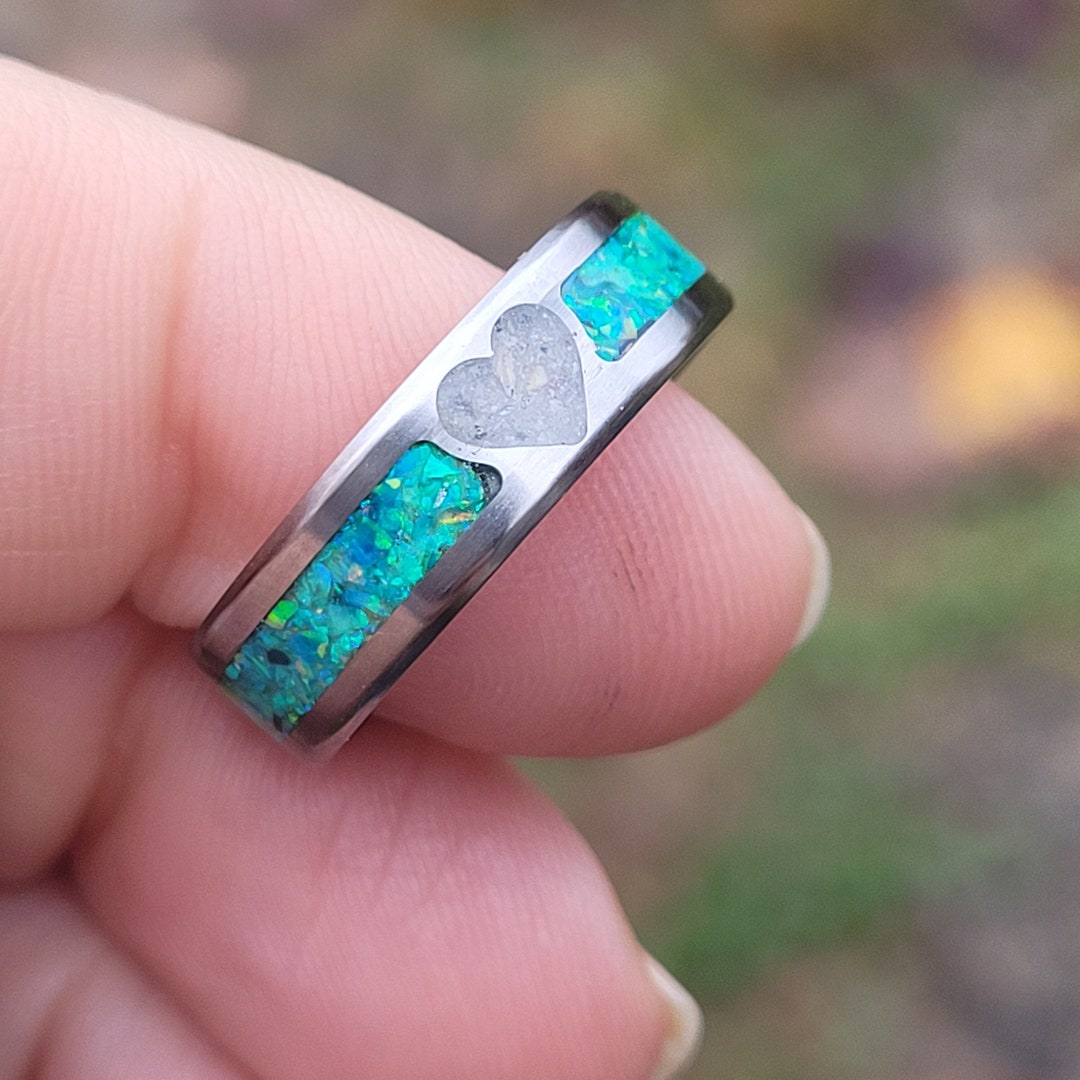 You Are My Heart Memorial Ring - Titanium Band - Unique Cremation Ash ...
