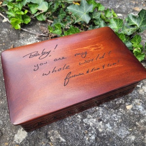 Engraved Keepsake Box With Handwriting, Custom Memorial Box - Etsy