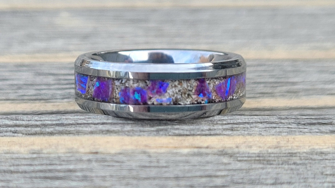 Amethyst Opal & Ashes Ring * Cremated Ashes With Purple Amethyst Opals ...