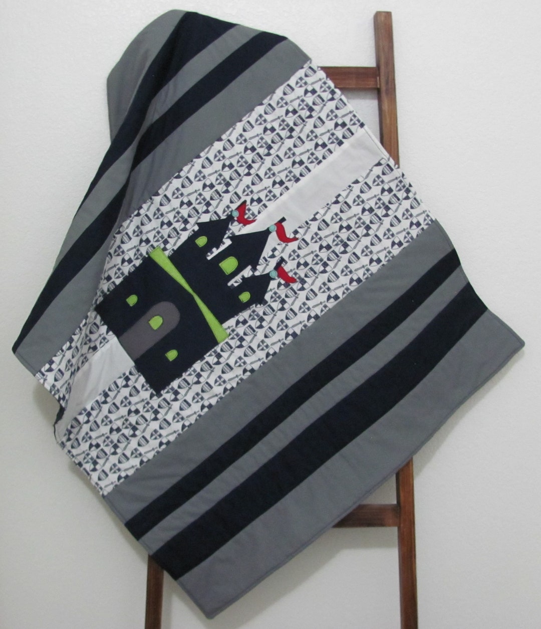 Quilt Castle Fairy Tale Blanket, 41" X 32", Medieval Swords Shields ...