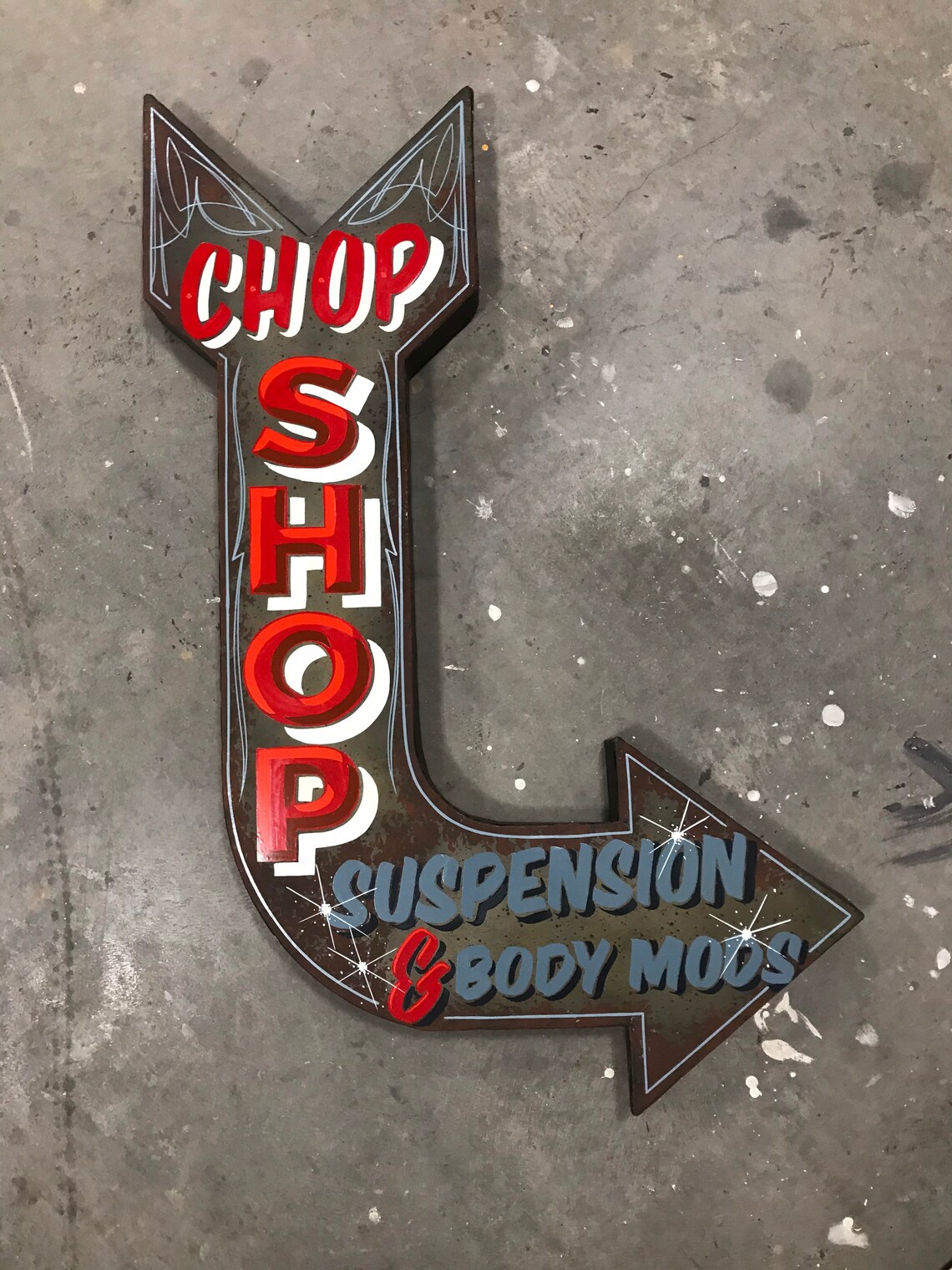 Chop Shop Metal Arrow Sign | Etsy