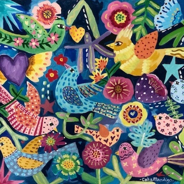 Bird Folk Art - Etsy