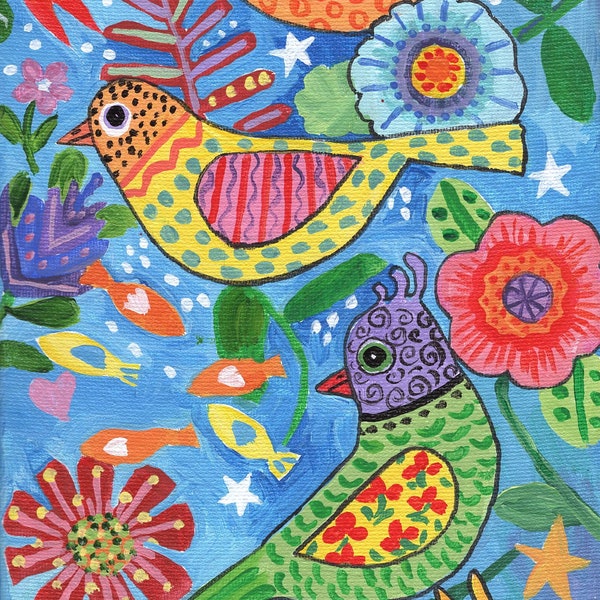 Bird Folk Art - Etsy