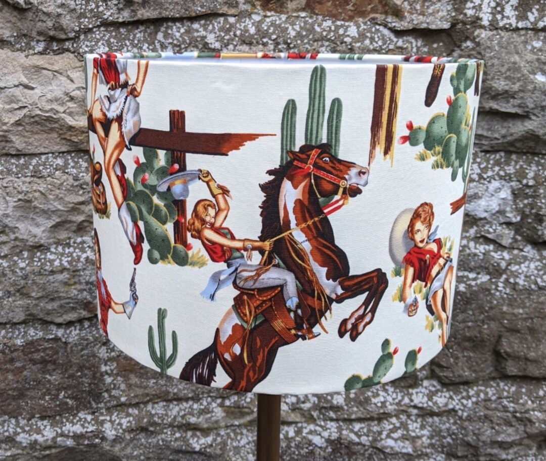 Buy Retro Pin up Lampshade. Cowgirl. Rodeo. Wild West. Kitsch. Online ...