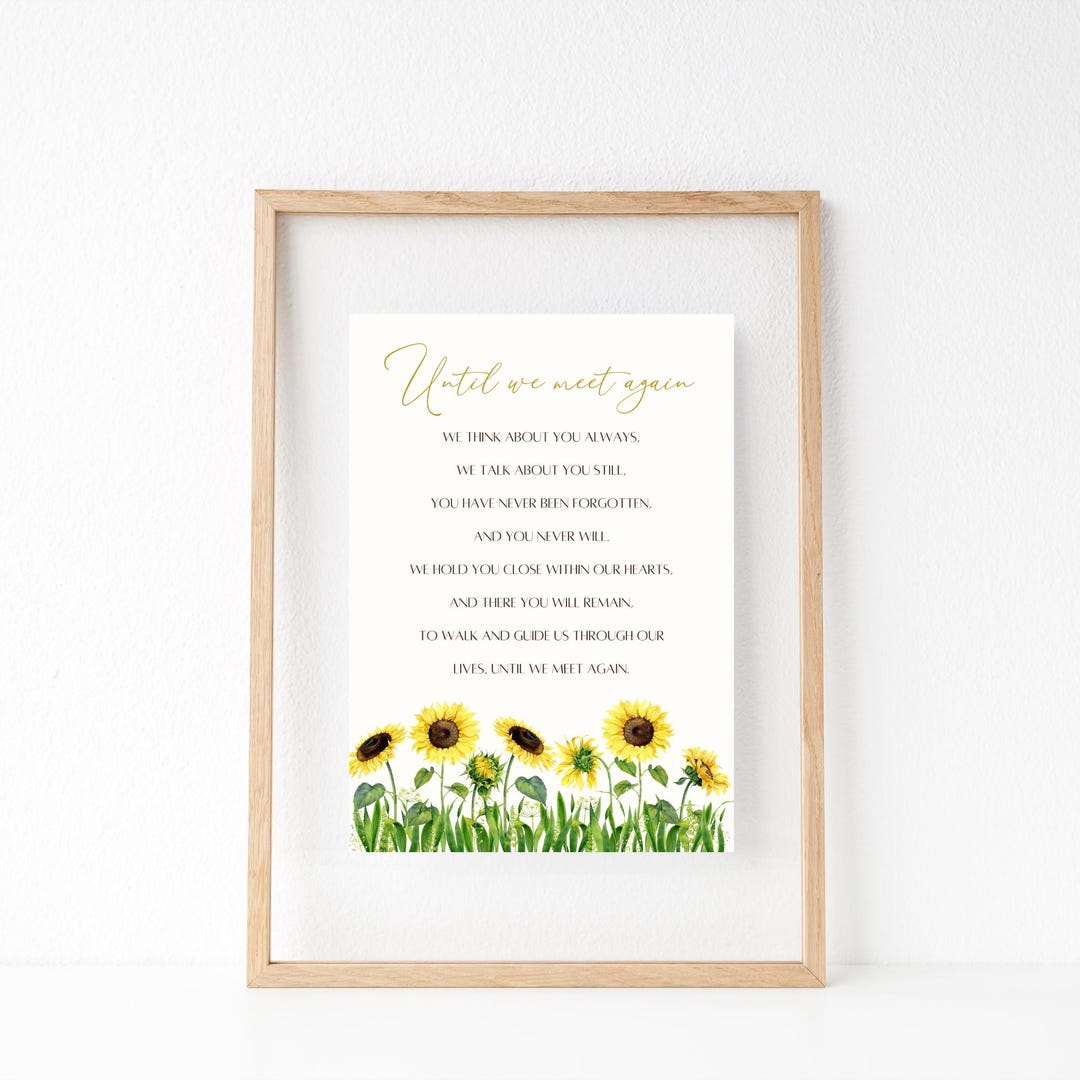 Memorial Poem Template Sunflower Poem Memorial in Memory Poem Sunflower ...