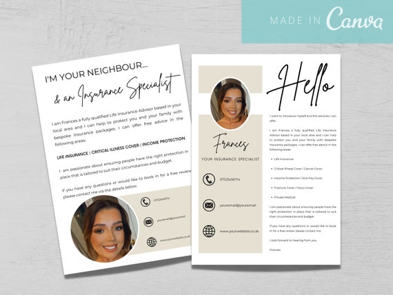 2 New Agent Introduction Flyer insurance Agent Marketing - Etsy