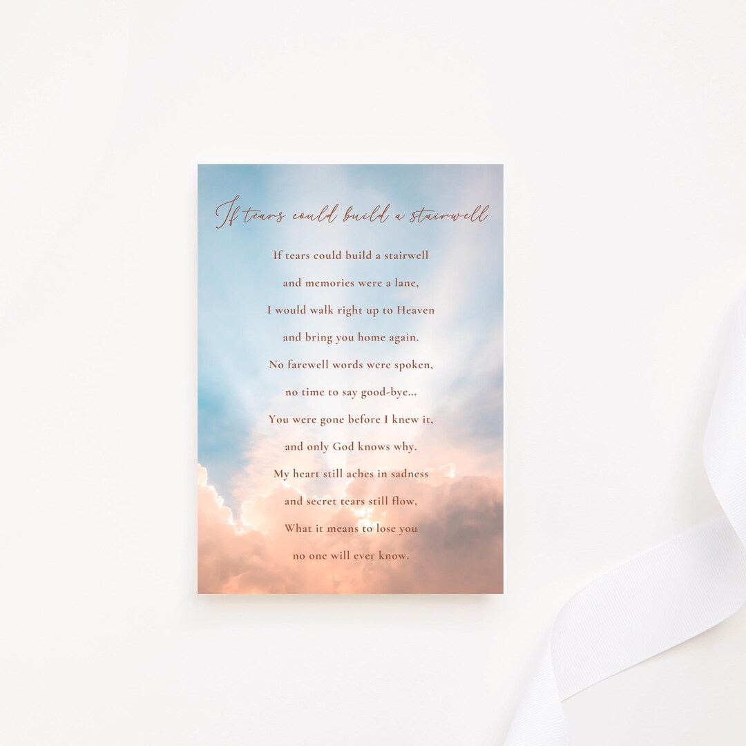 Mens Memorial Funeral Prayer Card Printable Card Prayer Template Prayer ...