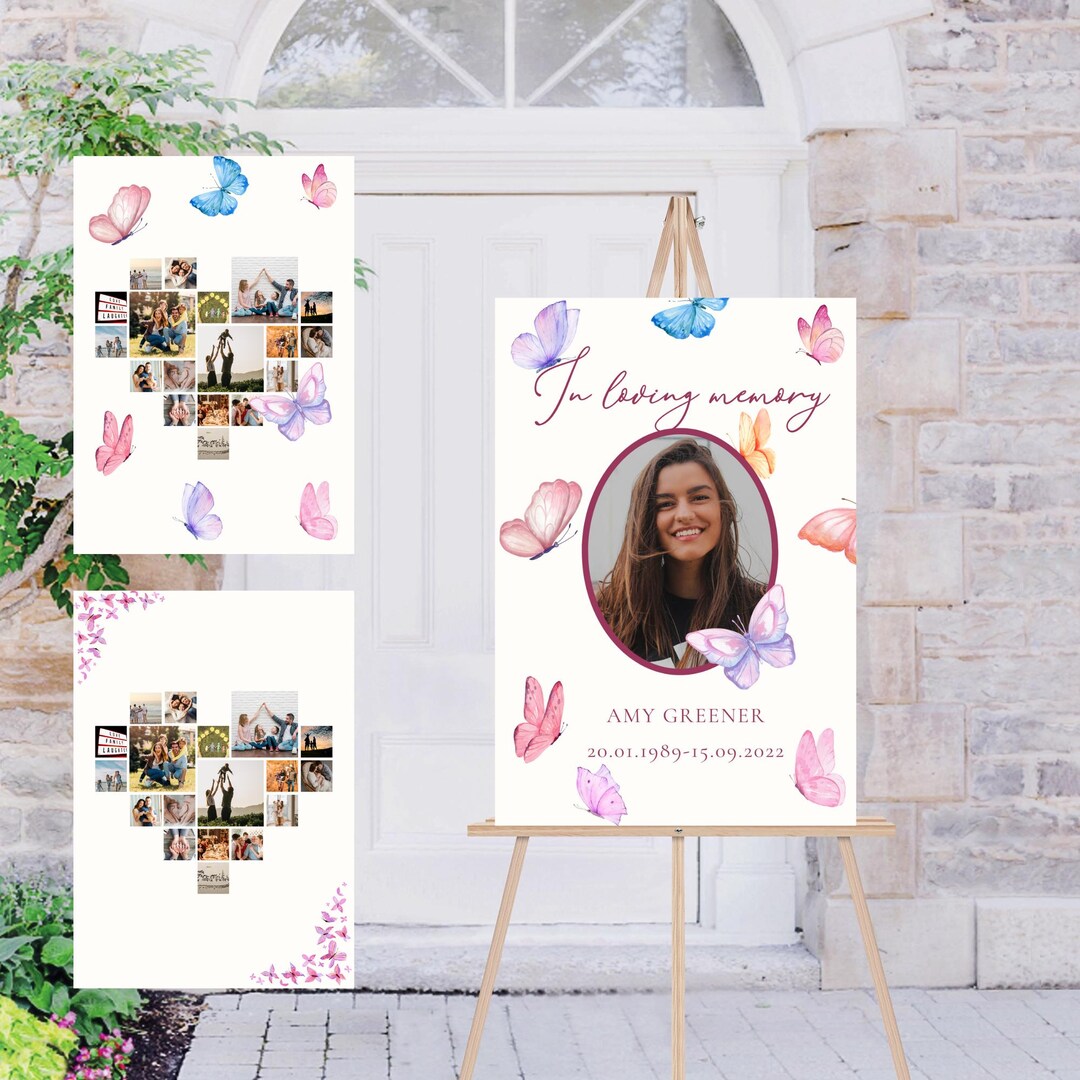Funeral Photo Memorial Butterfly Template Memorial Butterflies Funeral ...