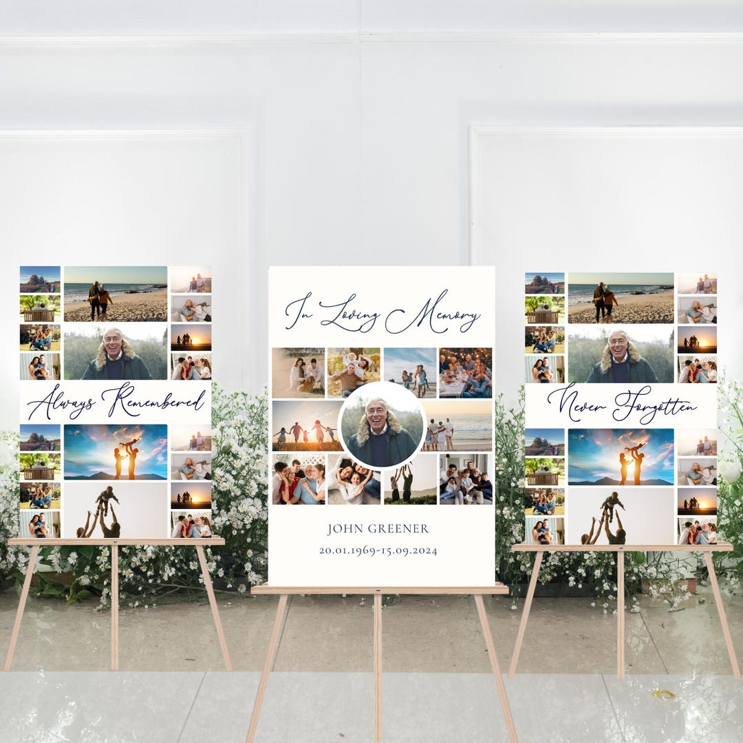 Funeral Welcome Sign Funeral Photo Collage Poster Template Memorial ...
