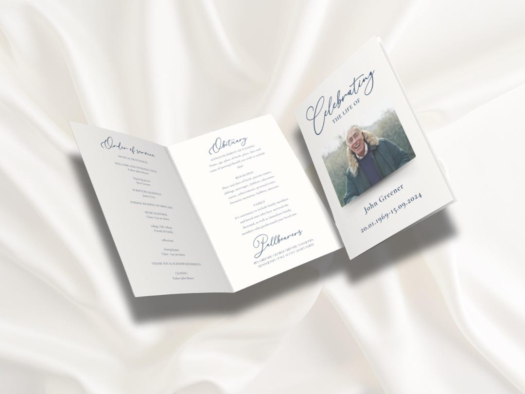 Simple Funeral Program Template, Memorial Program Template Bifold ...