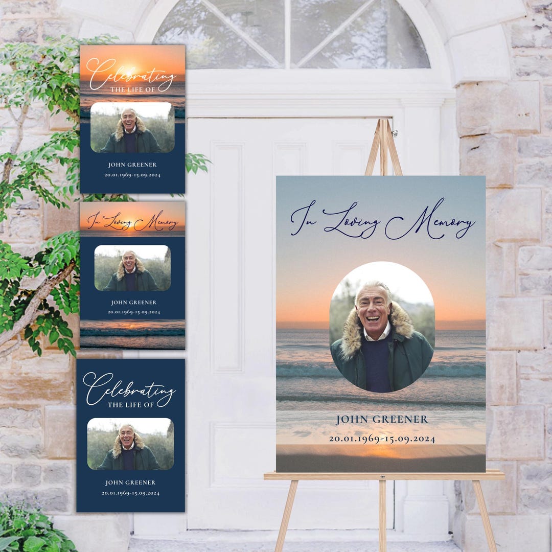 Memorial Funeral Welcome Sign Beach Funeral Poster Photo Collage ...
