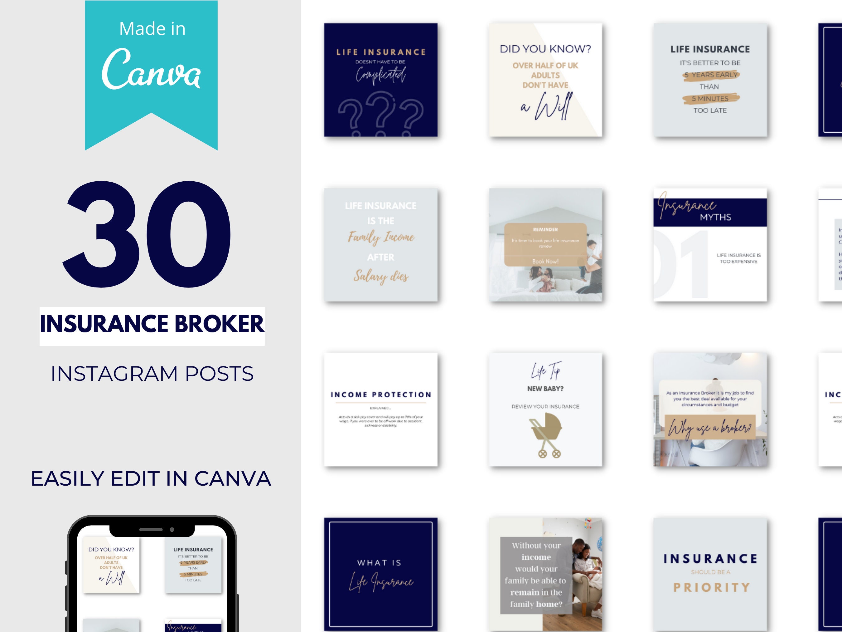 Insurance Agent Social Media Canva Templates Life Insurance Agent ...