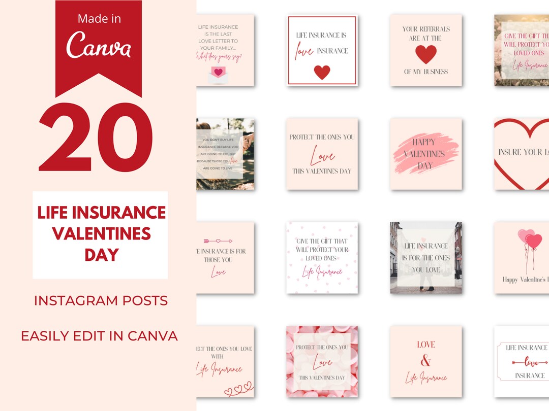20 Valentines Day Life Insurance Agent Instagram Canva - Etsy