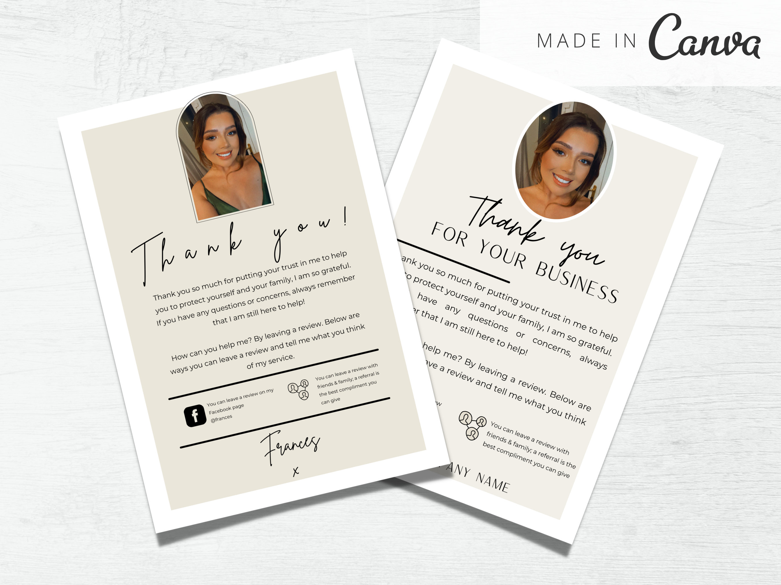 2 Thank You for Your Business Canva Templates Life Insurance Agents ...