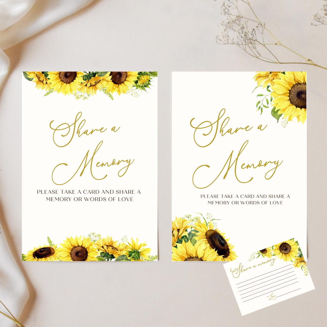 Memorial Share Memory Cards Sunflower Memorial Memory Share A Memory ...