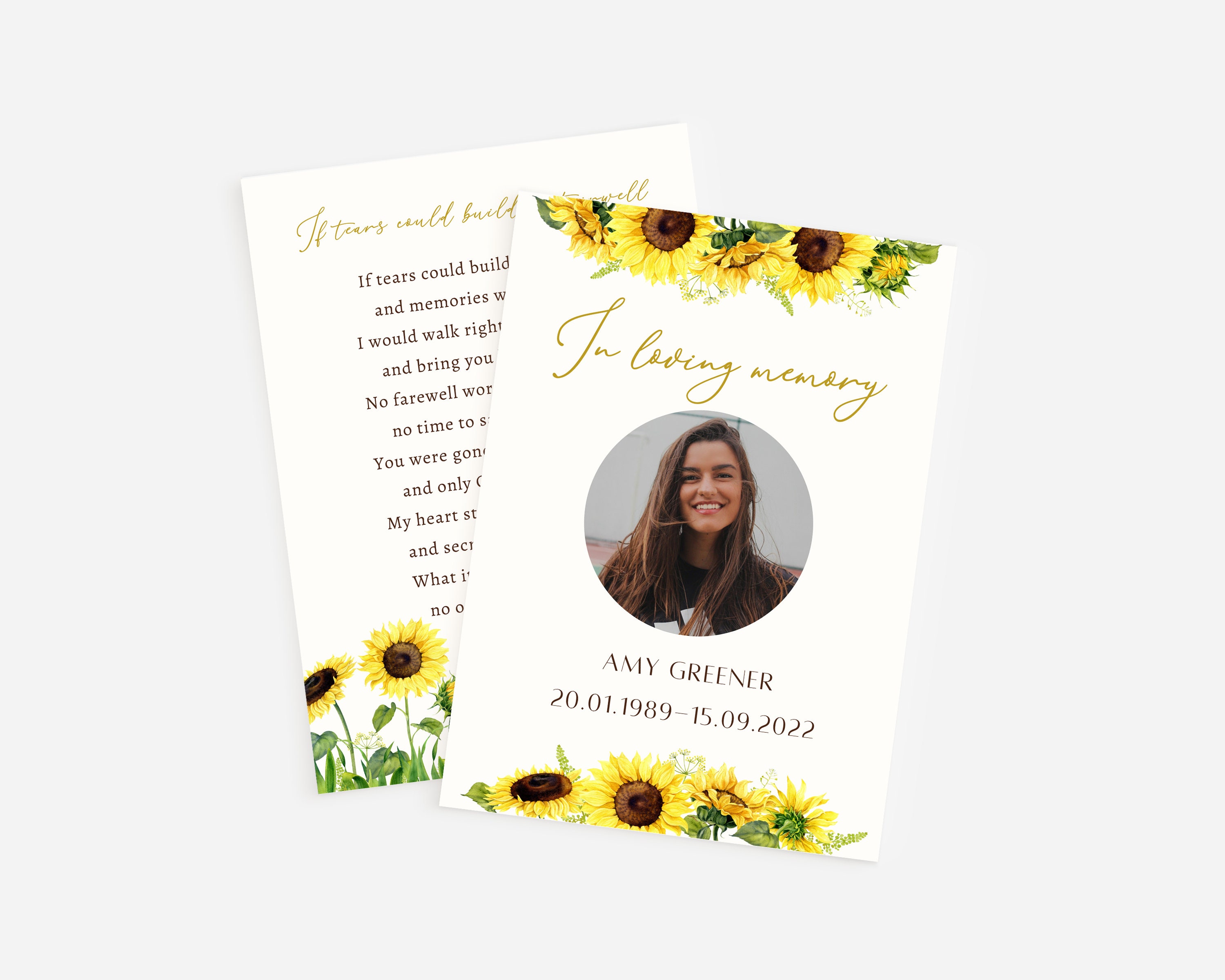 Editable Sunflower Funeral Template Bundle, Celebration of Life ...