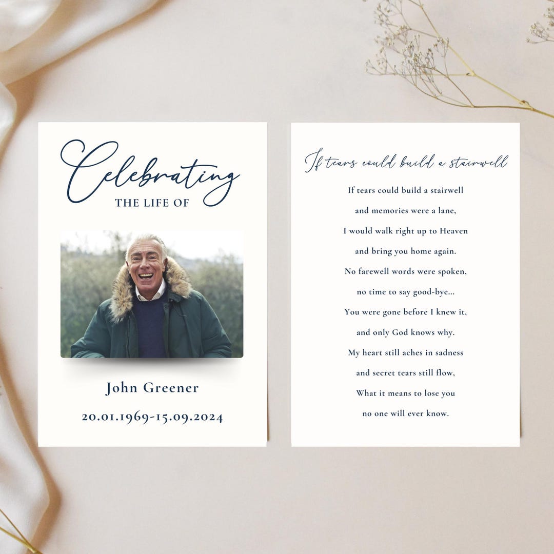 Memorial Prayer Card Template Funeral Template for Dad Simple Funeral ...