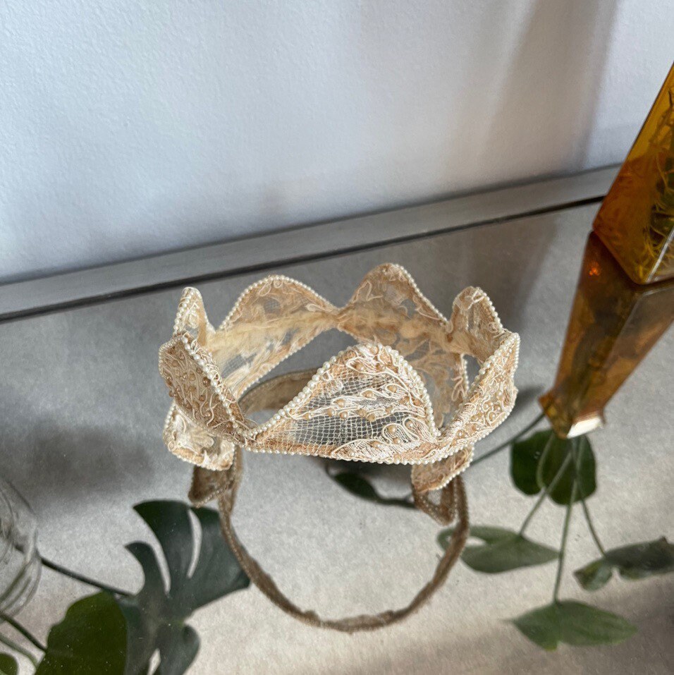 Vintage Cream Lace Pearl Crown - Etsy