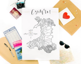 Map O Gymru / Wales Map - Etsy UK