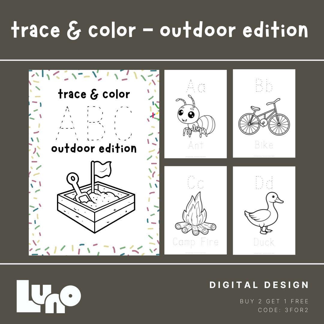 Trace and Color ABC Book - Outdoor Edition | Fun Alphabet Learning for ...