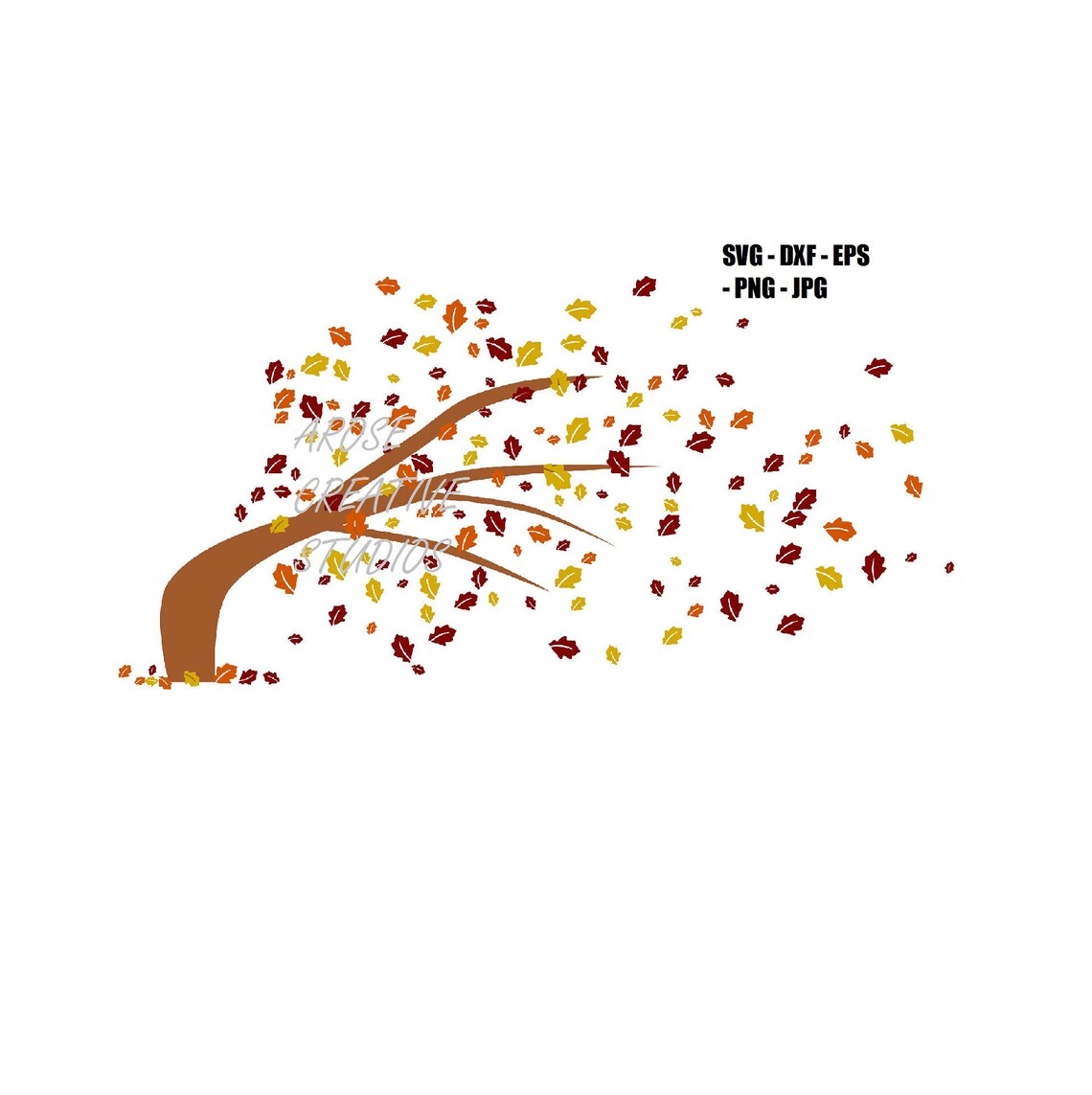Fall Tree SVG, Fall Leaf Svg, Tree Svg, Autumn Svg, Autumn Tree Leaning ...
