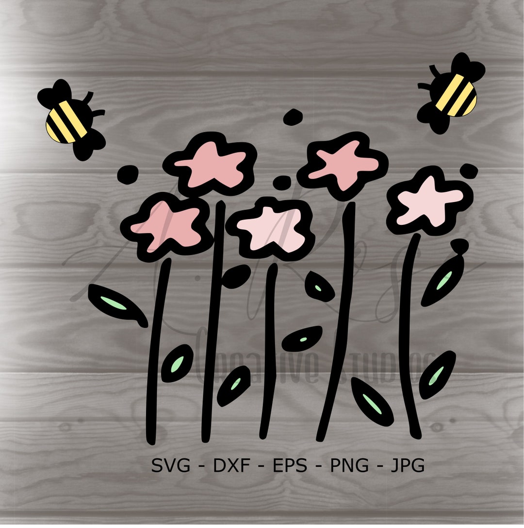 Spring Bee and Flower SVG, Bee Svg, Flower Svg, Flower Garden Svg ...