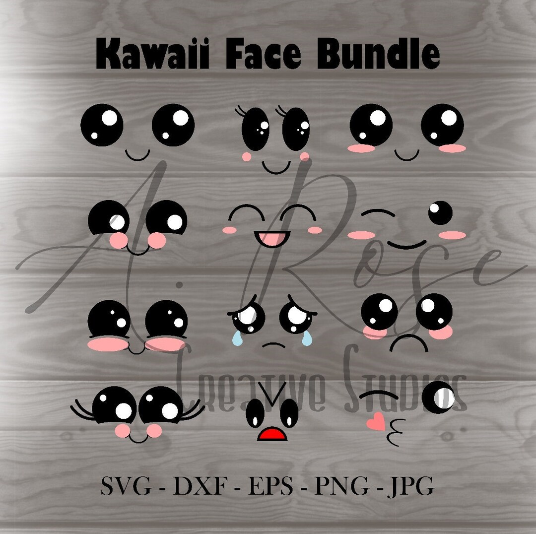 Cute Kawaii SVG Face Bundle, Emotion Face Bundle, Kawaii Clipart, Cute ...