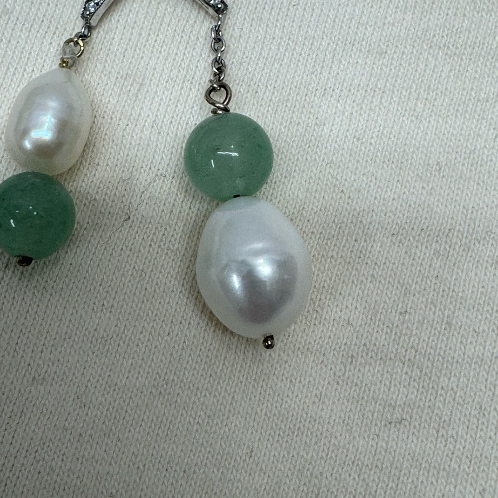 14k Gold Fresh Water Pearl Diamond Jade Pendant - Etsy