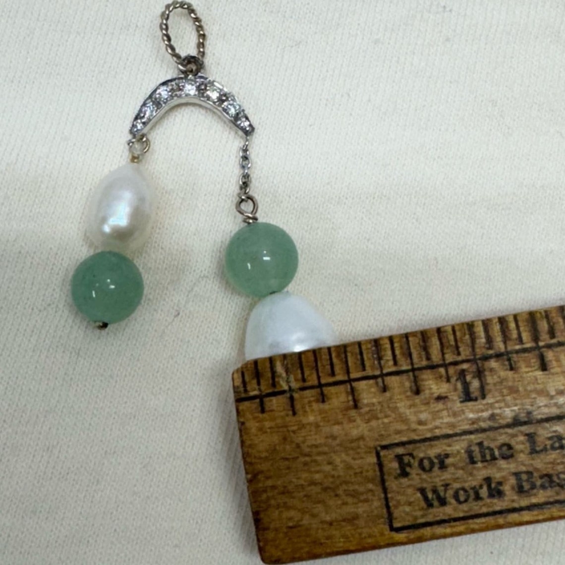 14k Gold Fresh Water Pearl Diamond Jade Pendant - Etsy