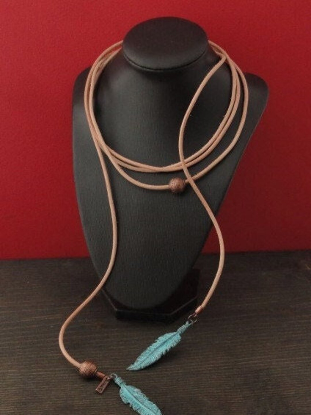 Women's Feather Necklace, Tan Leather Cord 3mm, Leather Necklaces for ...
