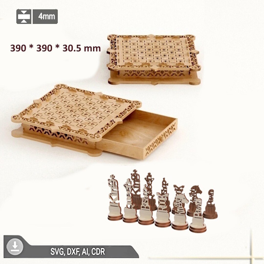 Laser Cut Chess Set Files: CNC Vector Template (digital Download - Etsy