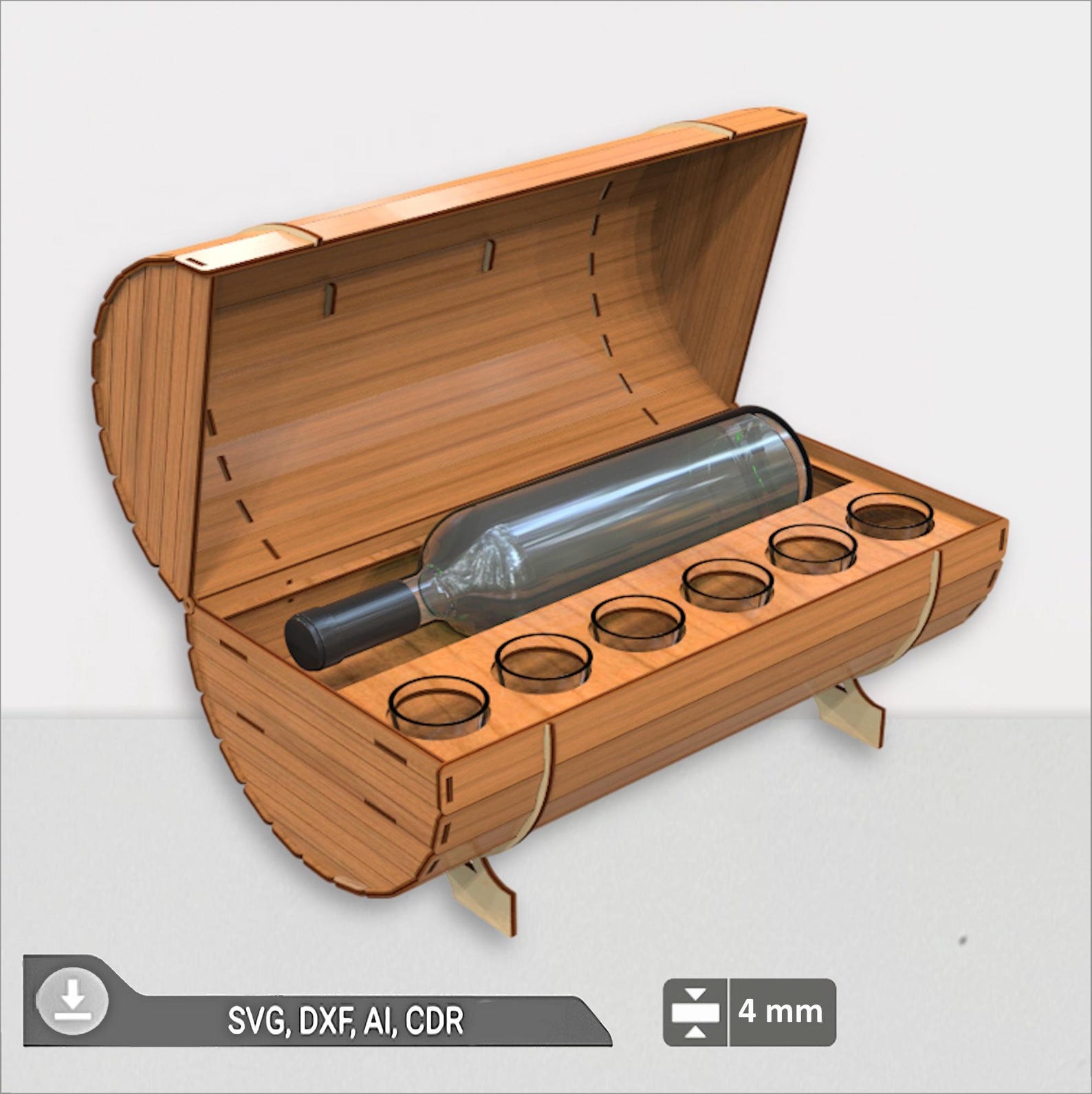 Laser Cut Mini Bar Barrel File: Wine Bottle Gift Box (digital Download ...