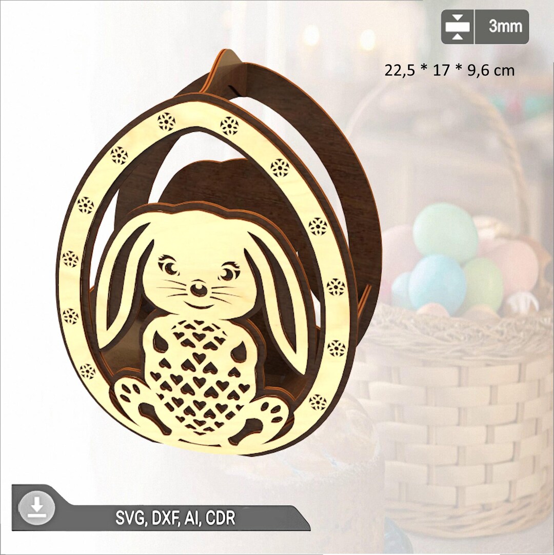 Easter Basket Laser Cut Files- Easter Gift Basket SVG - Happy Bunny ...