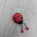 Cherry Red and Black Resin Ladybug with Heart Spots and | Etsy