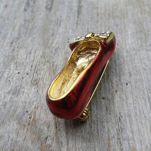 Enamel and Rhinestone Ruby Slipper Brooch - Etsy