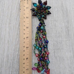 Large Rainbow Colored Rhinestone and Bead Starburst Tassel Dangle ...
