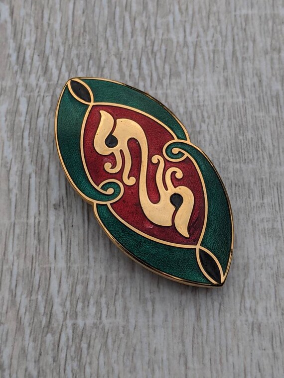 Emerald Green, Ruby Red, and Jet Black Enamel and Gol… - Gem