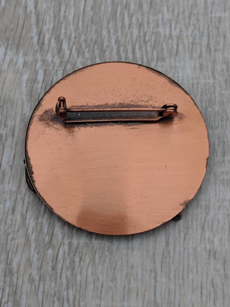 Copper Disc Brooch With Raised Full-rigged Ship Brooch - Etsy