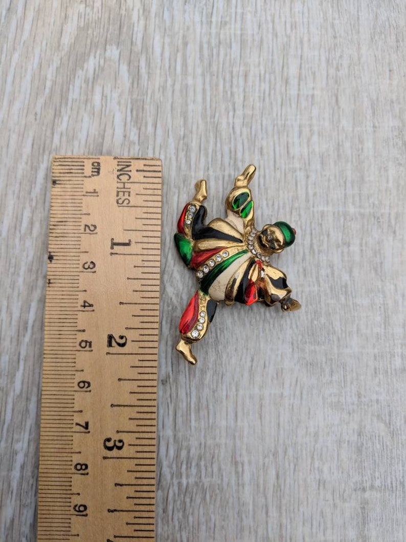 Colorful Enamel and Rhinestone Leaping Clown Brooch - Etsy