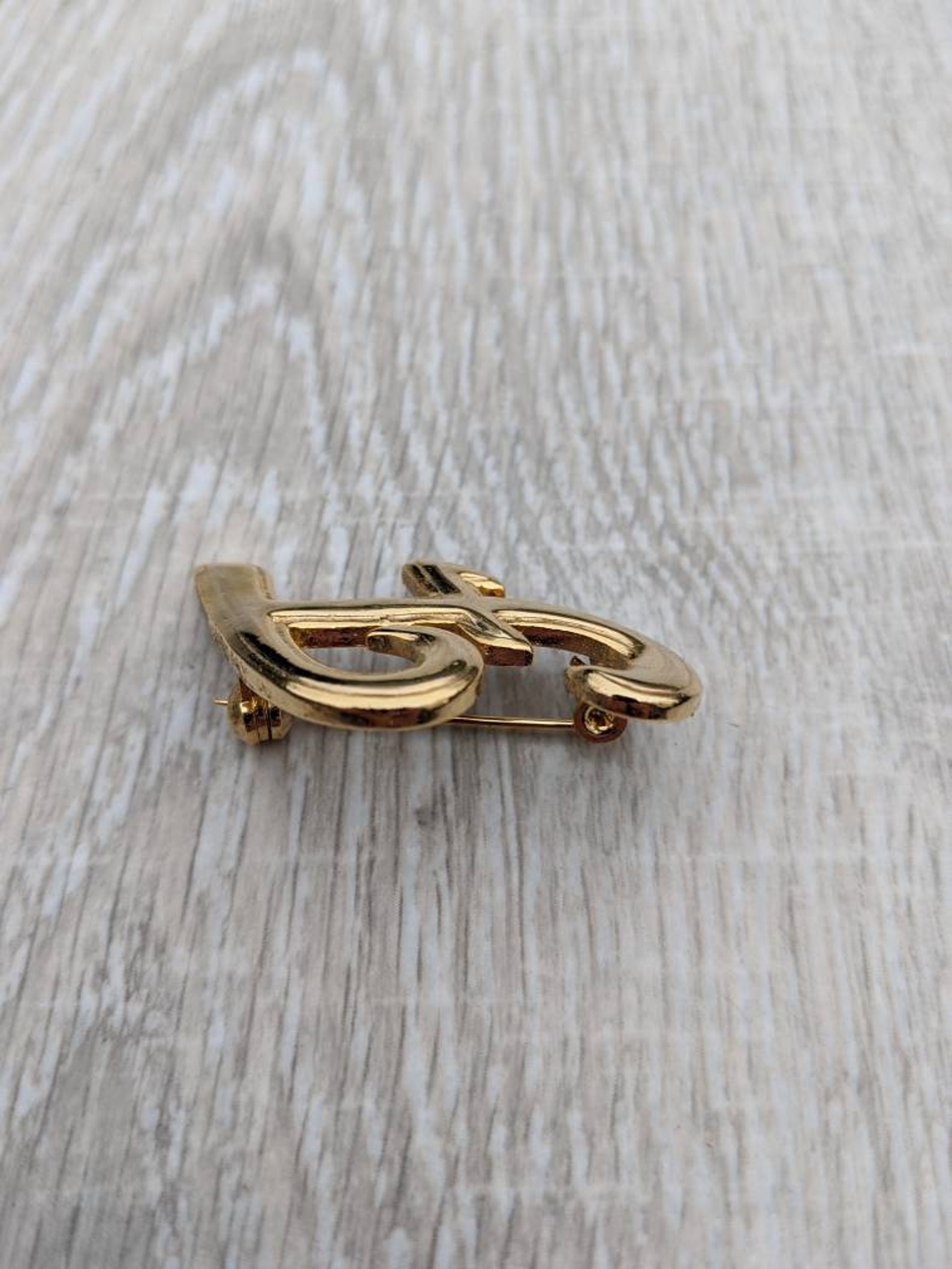 18K Gold Plated Cursive Capital Letter F Initial Monogram | Etsy