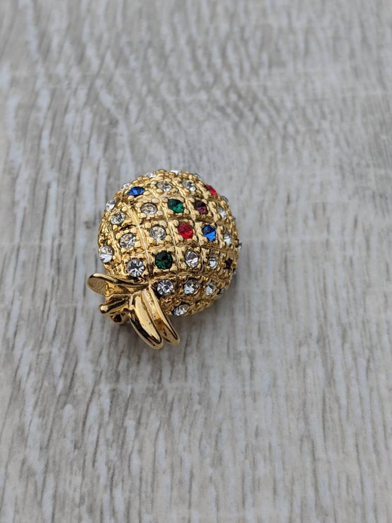 Colorful and Clear Rhinestone and Textured Gold Tone Small - Etsy